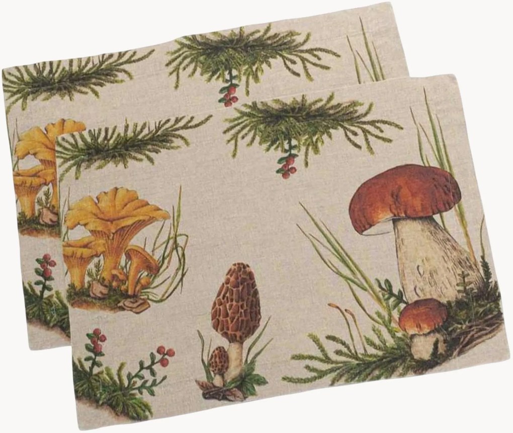 Sada lněných prostírání Forest Mushrooms, 2 díly