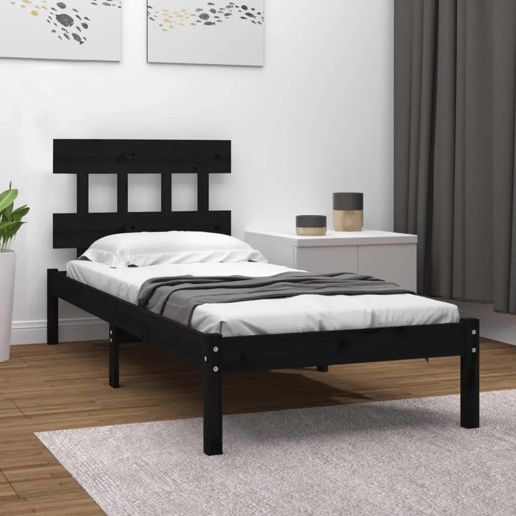 Rám postele černý masivní dřevo 100 x 200 cm,  3104732