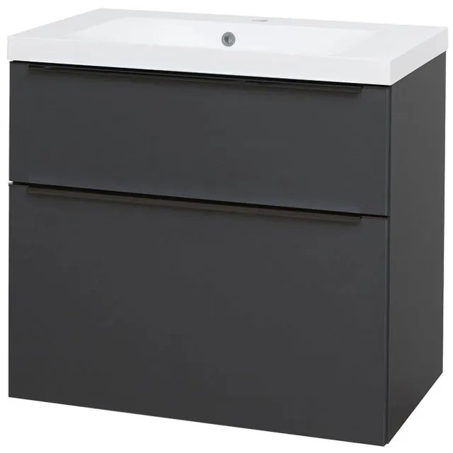 Mereo Mereo, Mailo, koupelnová skříňka s umyvadlem z litého mramoru 81 cm, bílá, dub, antracit, CN531MB