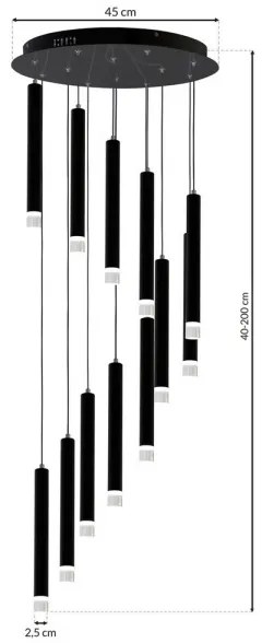 LED Lustr na lanku CARBON 12xLED/12W/230V