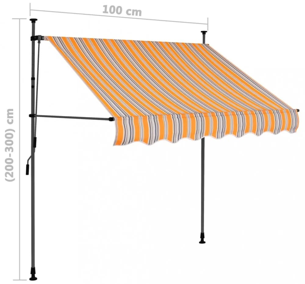 Ručně zatahovací markýza s LED světlem 100x120 cm Dekorhome Antracit