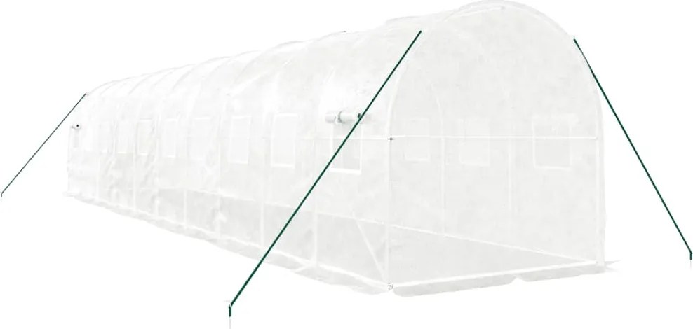 Skleník s ocelovým rámem bílý 20 m² 10 x 2 x 2 m 3188031