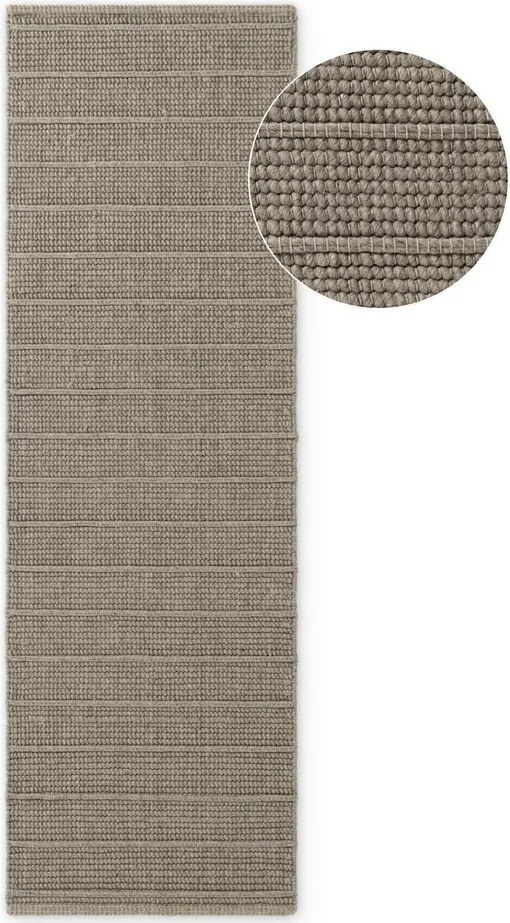 Šedý ručně tkaný vlněný běhoun 80x250 cm Camden Parker – Ted Baker