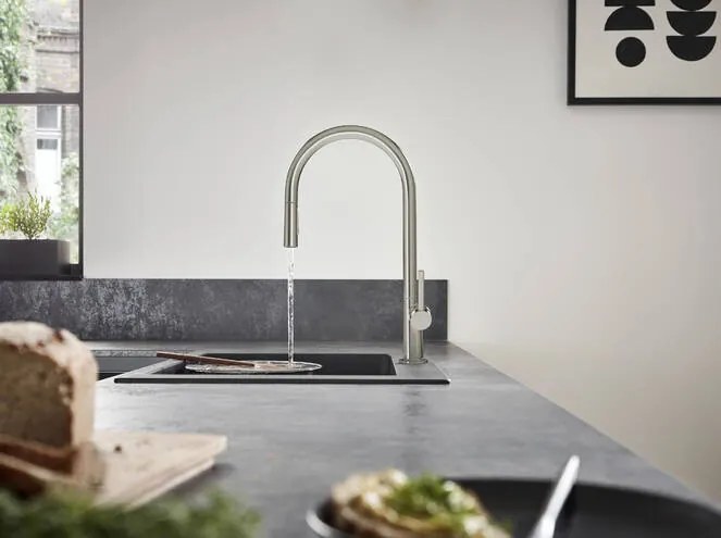 Hansgrohe Talis M54, kuchyňská páková baterie 210, vytahovatelná sprška, 2jet, sBox, vzhled nerezu, HAN-72801800