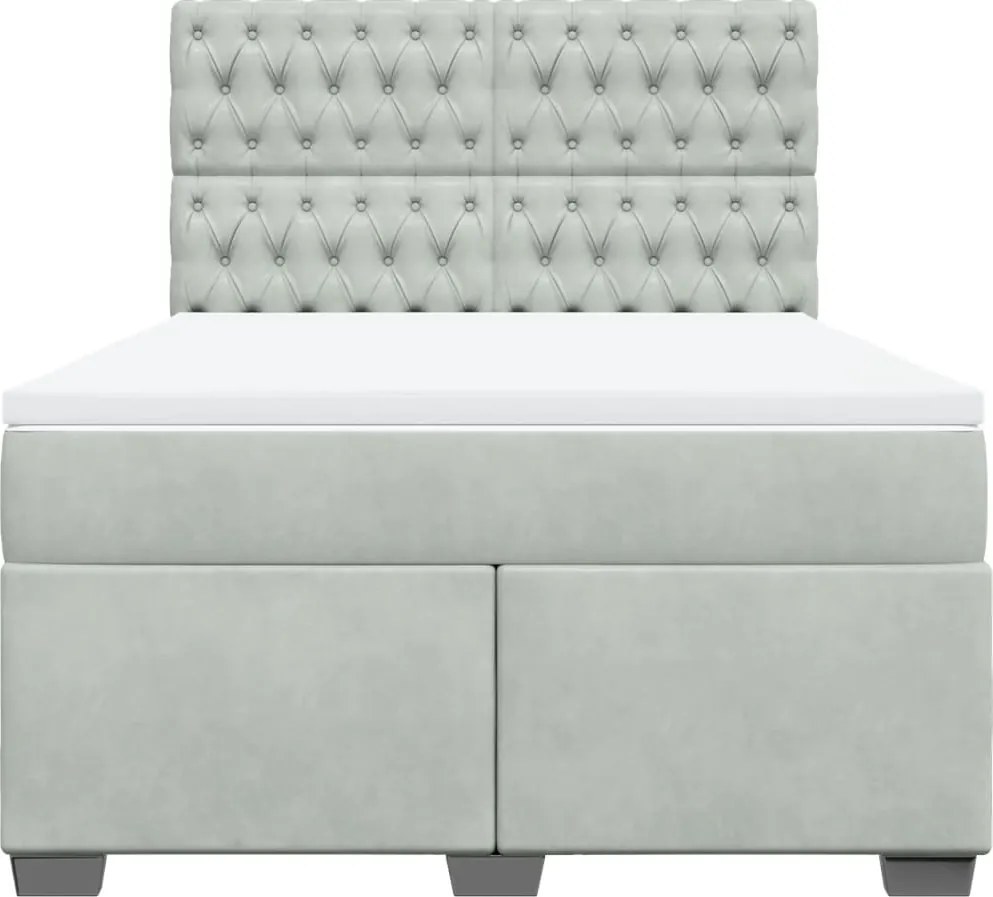 Box spring postel s matrací světle šedá 160x200 cm samet 3293260