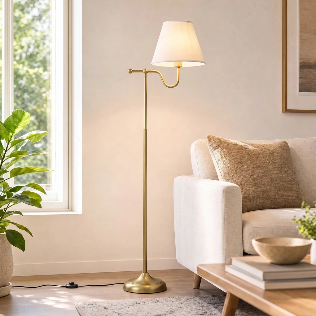 Costway Stojací lampa 158 cm s látkovým stínidlem a kovovým rámem Stojací lampa