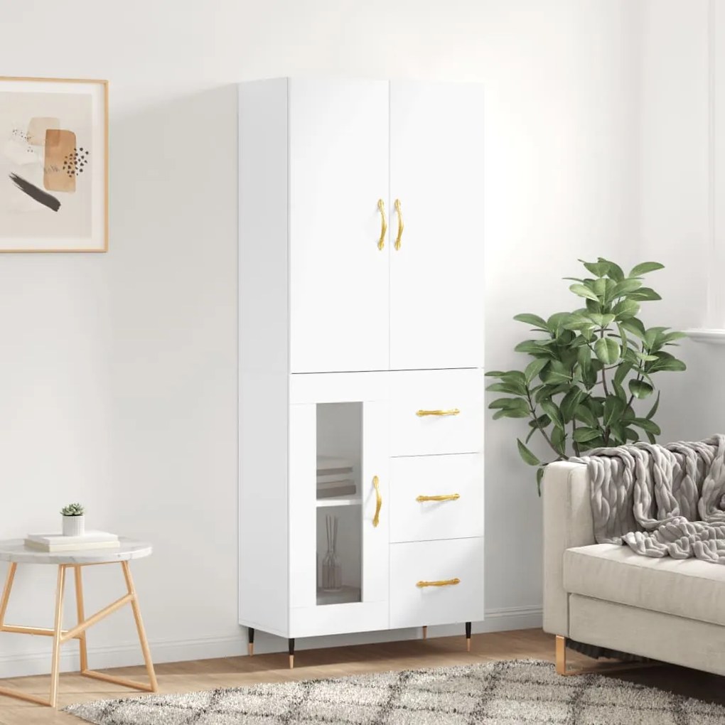 Skříň highboard bílá 69,5 x 34 x 180 cm kompozitní dřevo