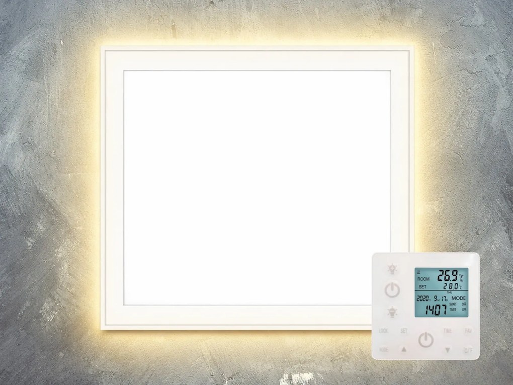 Stropní Infrapanel CEILING LED 370W | Výhřevnost 6.5 m2 | 65x63 cm | LED světlo | Bezdrátový termostat