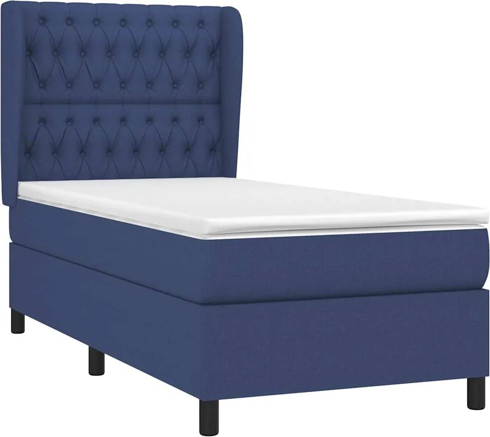 Box spring postel s matrací modrá 90x200 cm textil 3128179