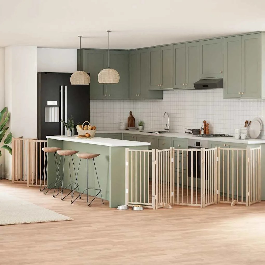 Zábrana pro psy s dvířky skládací 15 panelů 750 cm topol 3155702