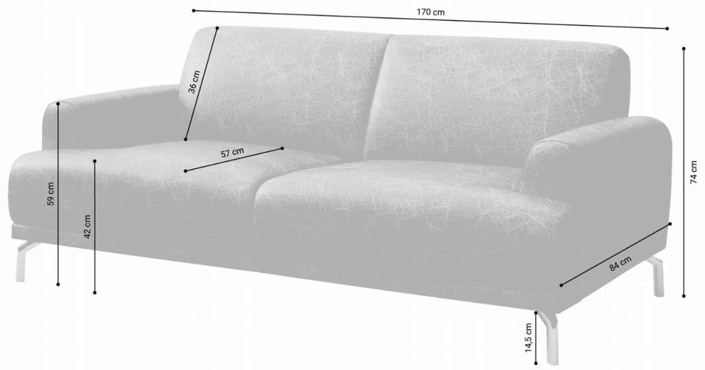 Dvoumístná pohovka puzo 170 cm cognac MUZZA