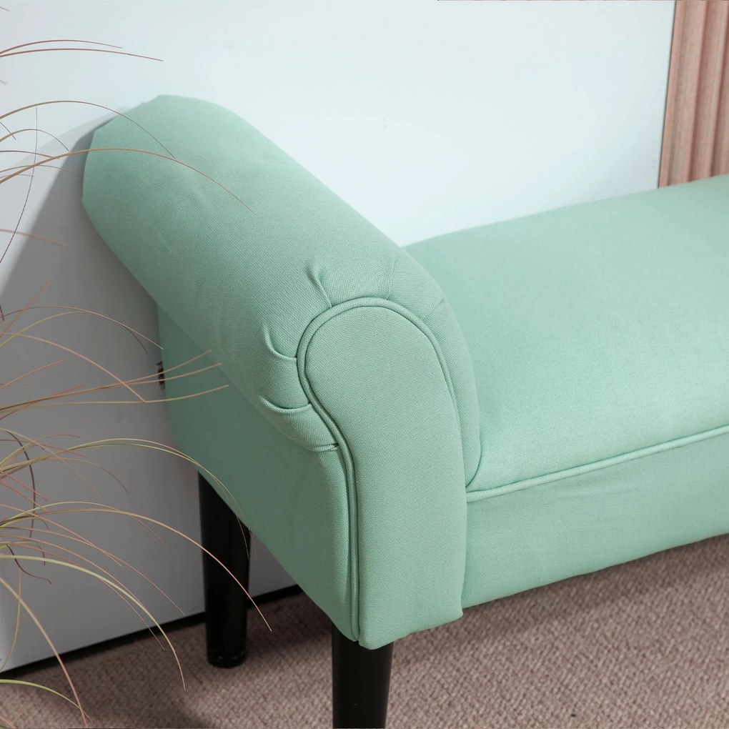 HOMCOM Lavička na postel, čalouněná lavička, sedací lavička, chodbičková lavička do ložnice, nosnost až 130 kg, plachtovina, zelená, 102 x 36 x 51 cm