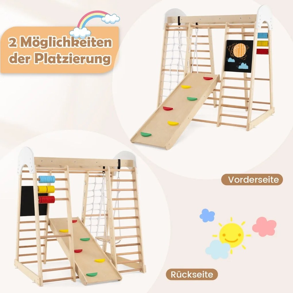 Costway Sada lezeckých hraček pro batolata s houpačkou – 124 × 119 × 138 cm