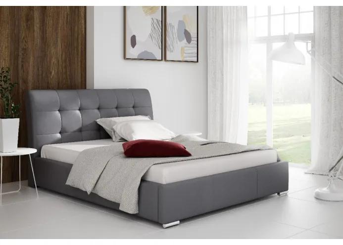Moderní čalouněná postel Evelyn s úložným prostorem šedá eko kůže 180 x 200
