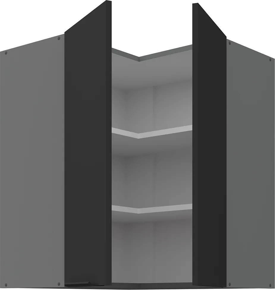 ARIA ab | horní kuchyňská skříňka 60x60 GN-72 2F (90°) rohová s policemi | 60x60 cm | antracit/černá