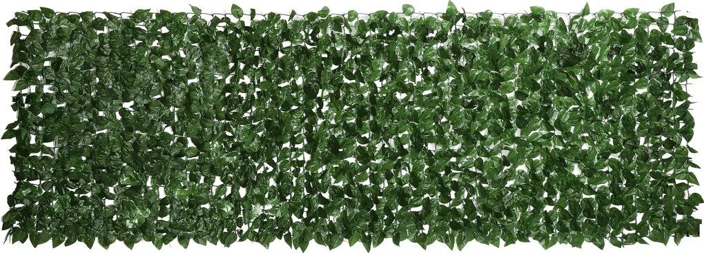Outsunny Umělý Živý Plot Dekorativní Rulička 3L x 1H m Realistické Listy Buků, Anti-UV, Hedvábné Listy, Tmavě Zelená | Aosom