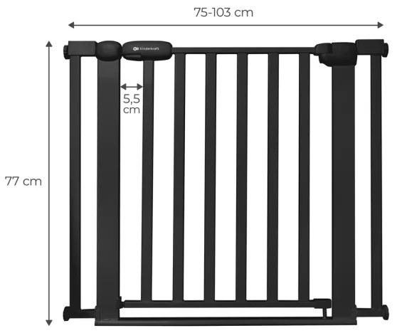 KINDERKRAFT - Bezpečnostní zábrana LOCK&GO 75-103 cm černá