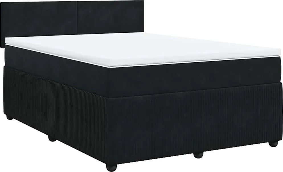 Box spring postel s matrací černá 140 x 190 cm samet 3290030