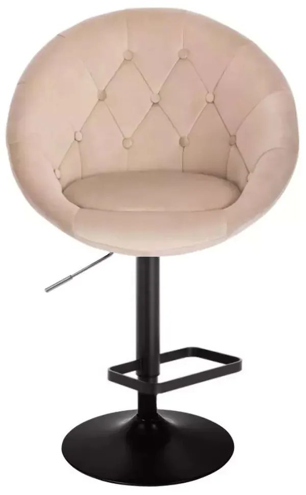 LuxuryForm DESIGN Barová židle VERA VELUR na černé kulaté podstavě - latte
