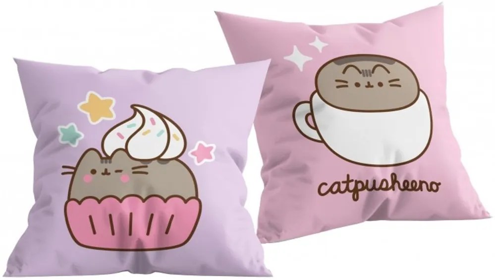 Oboustranný polštář Pusheen - motiv Catpusheeno &amp; Cupcake - 40x40 cm