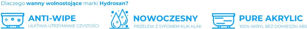BPS-koupelny Volně stojící akrylátová vana ke stěně HYD-LE527A 140x70 bílá, odtokový komplet chrom