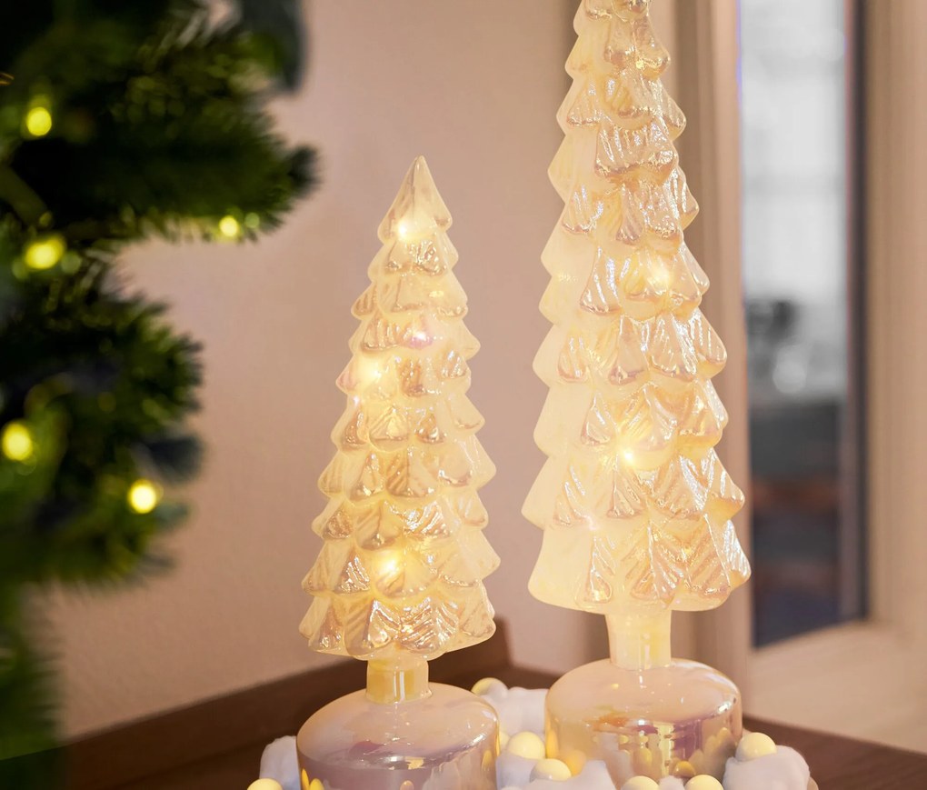 Tchibo - Otáčející se skleněný dekorační stromeček s Led, malý