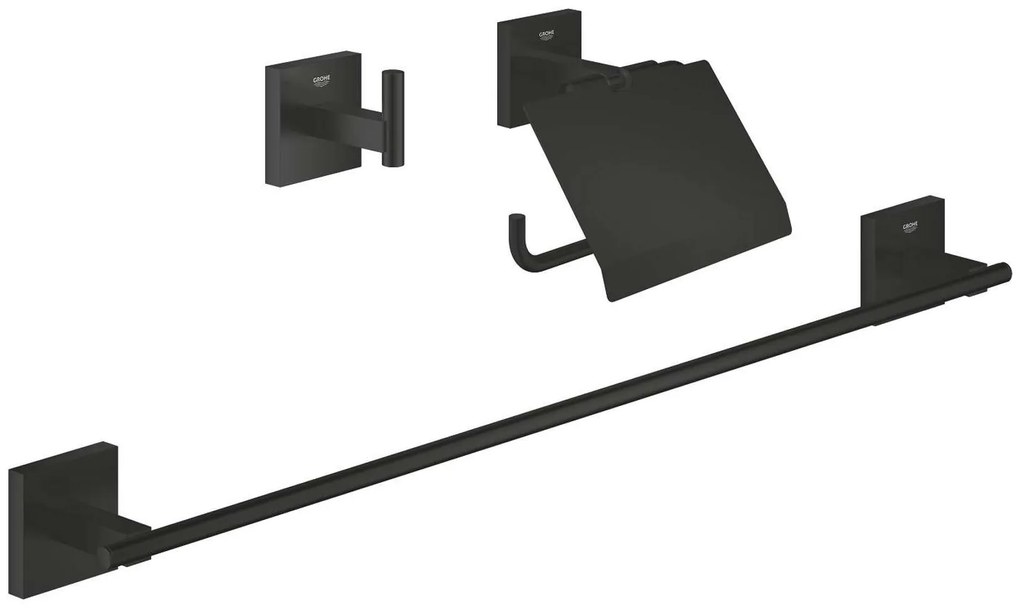 Grohe QuickFix Start Cube - Set koupelnových doplňků 3 v 1, matná černá 411242430