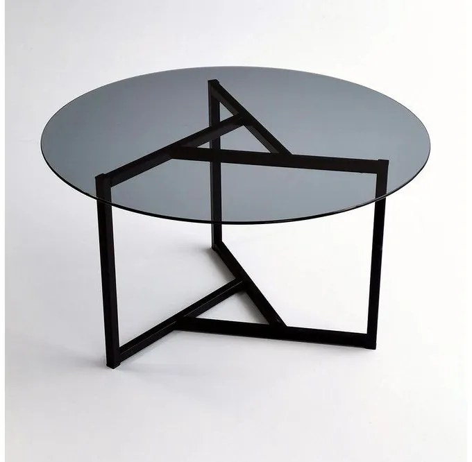 Černý konferenční stolek s deskou z kouřového skla Neostyle Trio