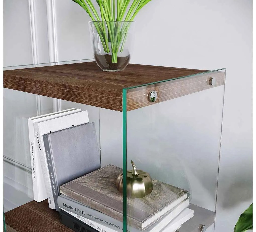 Designový regál Dalida 80 cm vzor ořech - skladem