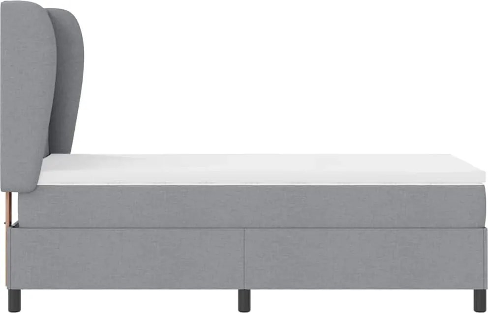 Postel s boxspringem s čelo Světle šedá 90 x 200 cm textil 3340606