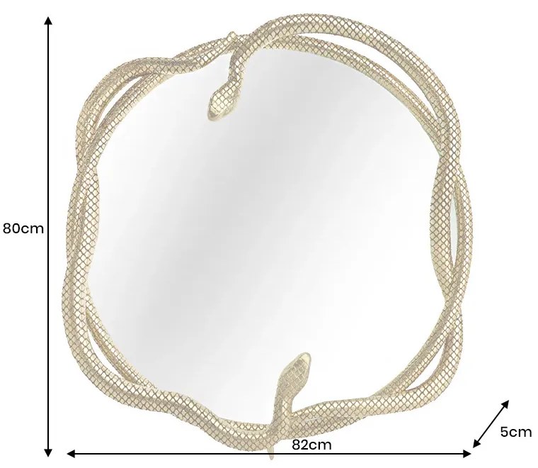 Massive home | Nástěnné zrcadlo SNAKE XL 85cm zlaté s ozdobným prvkem ve tvaru hada