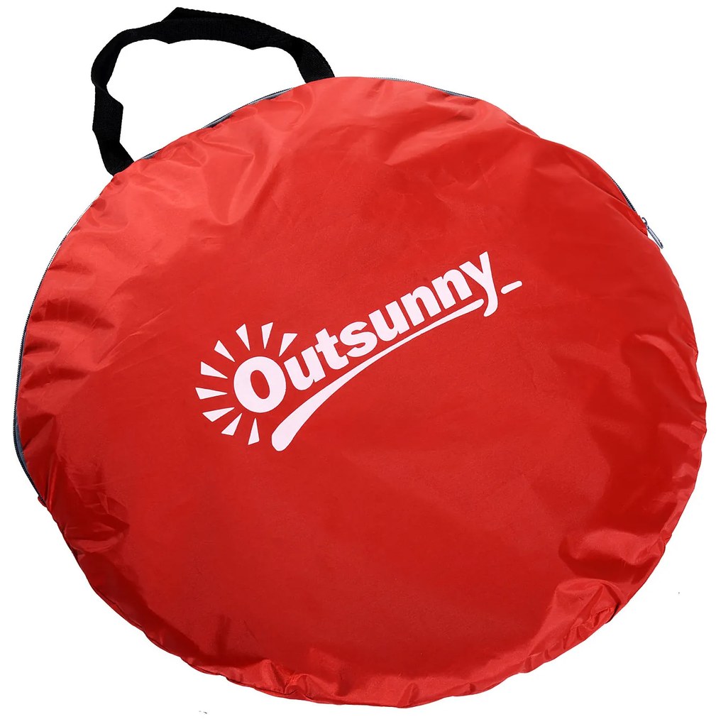 Outsunny beach shell pop up stan 200x150x119cm rychlé automatické stavění z polyesteru v červené barvě pro pláž a kempování | Aosom.de