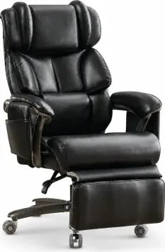 Aosom Kancelářské křeslo s masážní a vyhřívací funkcí, ergonomická kancelářská židle s umělou kůží, vysouvací opěrka nohou, nastavitelná opěradlo, 85…
