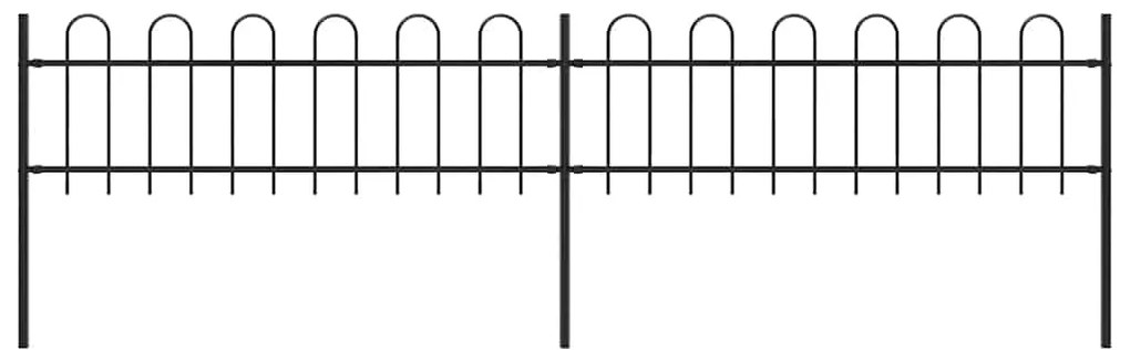 Zahradní plot s obloukem nahoře ocelový 337 x 60 cm černý 277639