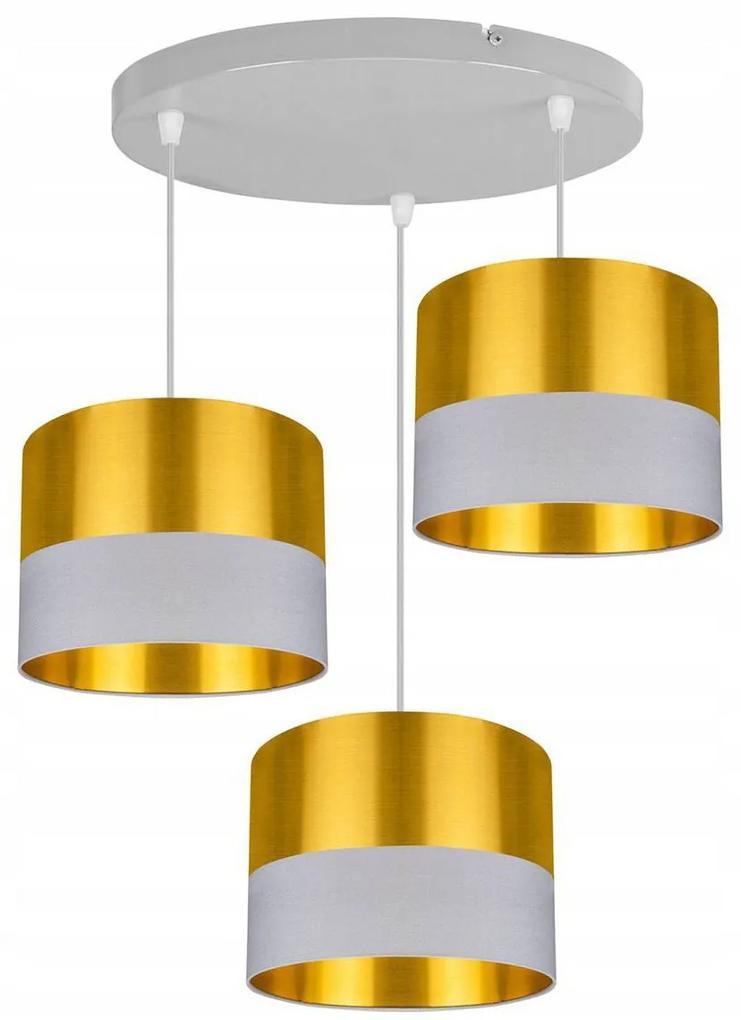 Závěsné svítidlo GOLDEN, 3x zlaté textilní stínítko (mix 2 barev), (výběr ze 2 barev konstrukce), O