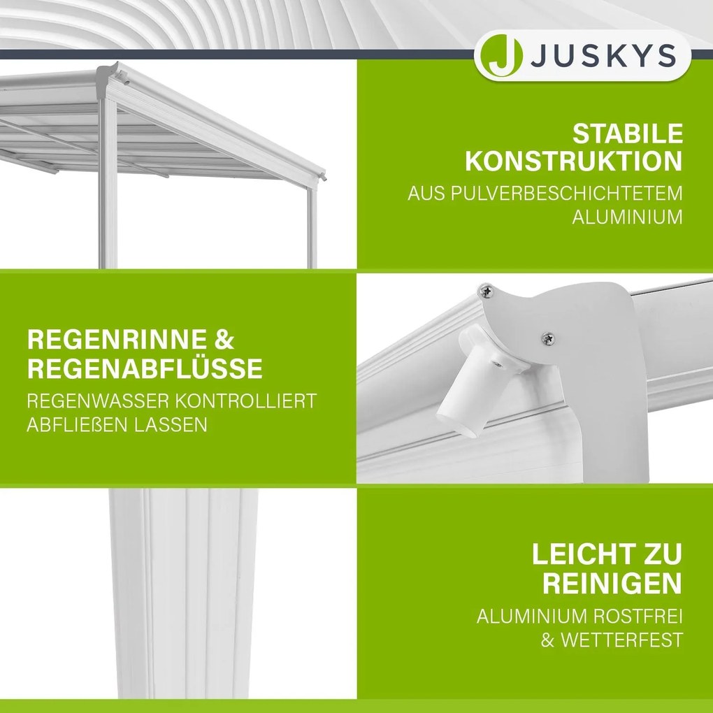 Juskys Hliníkové zastřešení terasy Borneo Barva: tmavě šedá, Velikost: 6 × 3 m