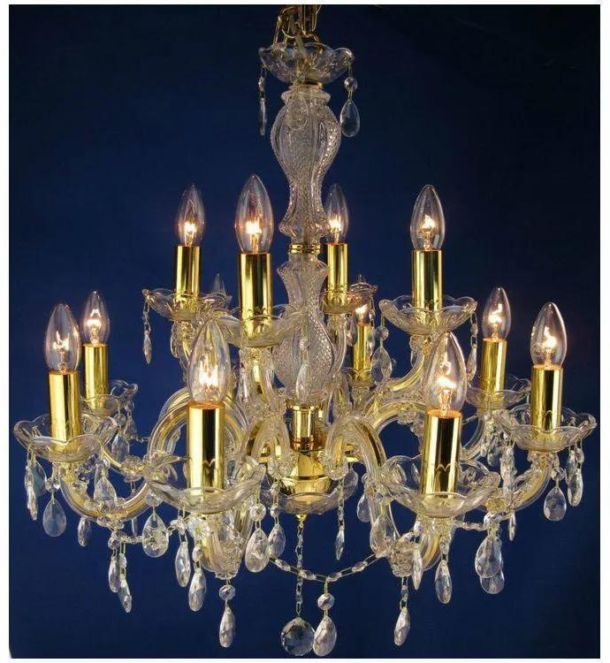 Candellux Zlatý křišťálový lustr Maria Teresa pro žárovku 12x E14