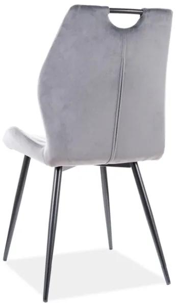 Jídelní čalouněná židle CORA VELVET šedá/černá