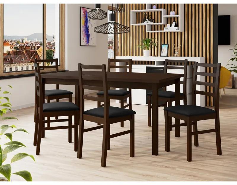 Rozkládací jídelní stůl se 6 židlemi AL02, Barva dřeva: bílá-L, Potah: 26x - Kronos 22