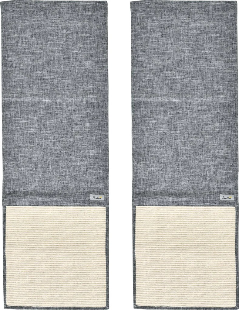 PawHut 2-Pack Škrabací podložky na pohovku - Sisalová rohož na škrábání pro kočky, pohovka, škrabací mat, šedá 130 x 45 x 0,3 cm
