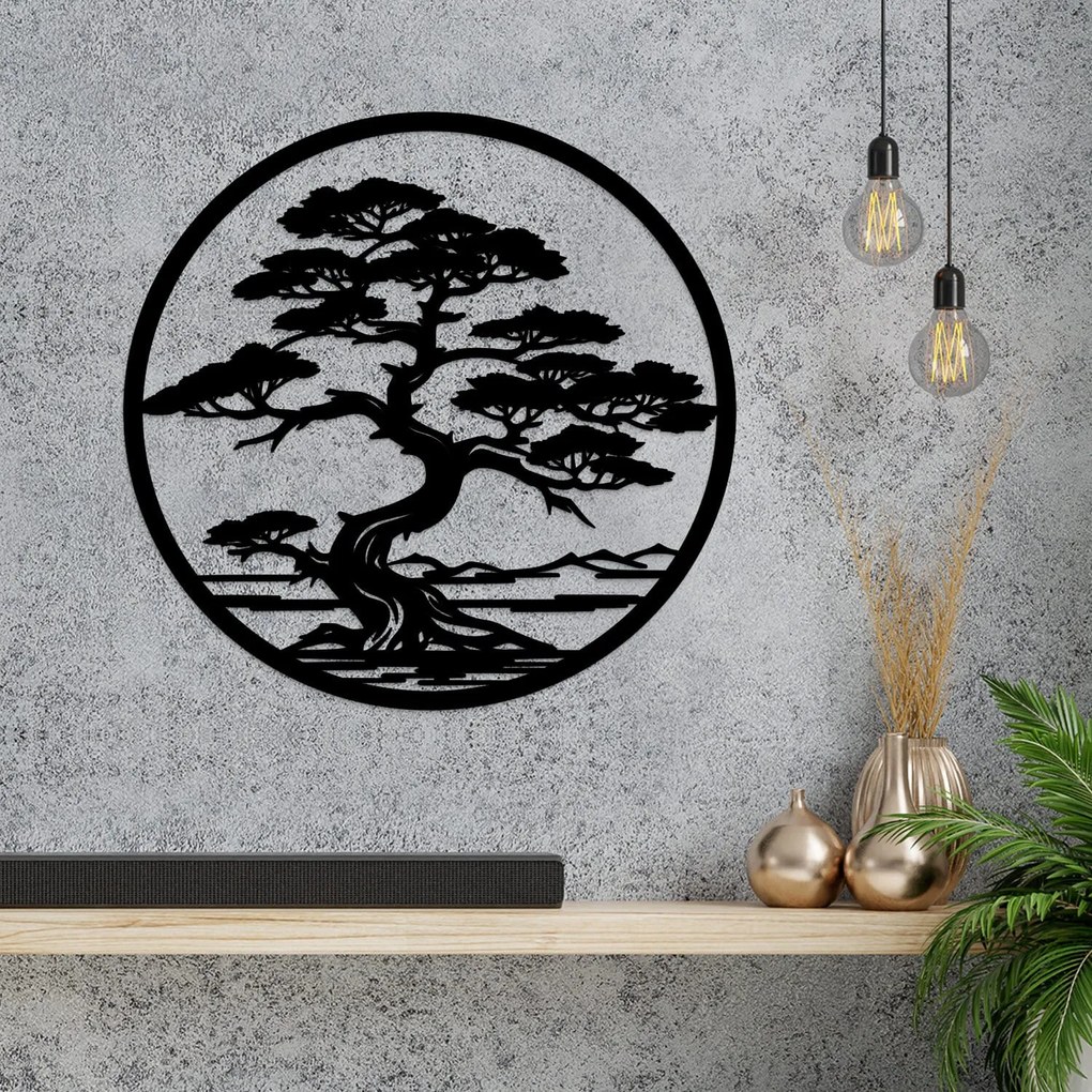 DUBLEZ | Dřevěný strom života - Bonsai v kruhu | Obraz