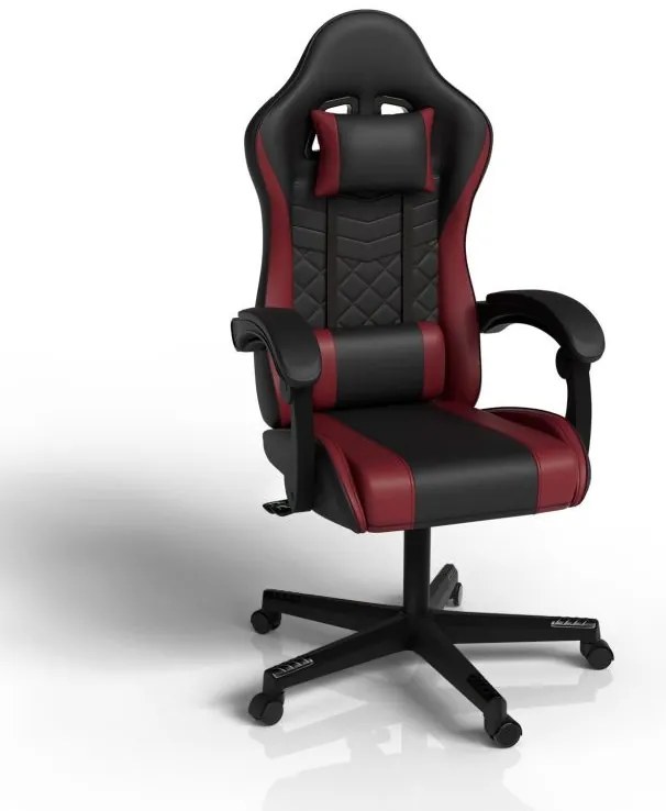 Herní a kancelářská židle k PC, černo-bordó