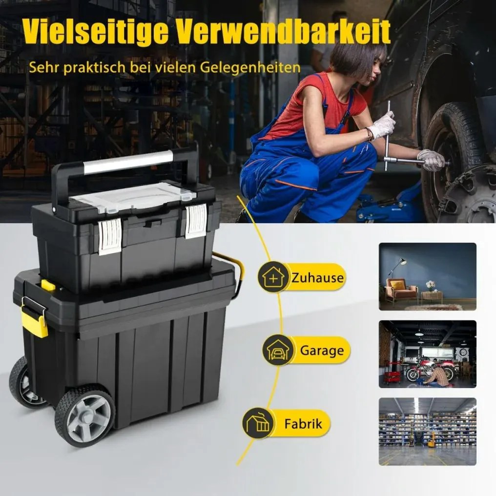 Costway Sada boxů na nářadí na kolečkách, 2 ks TL33923