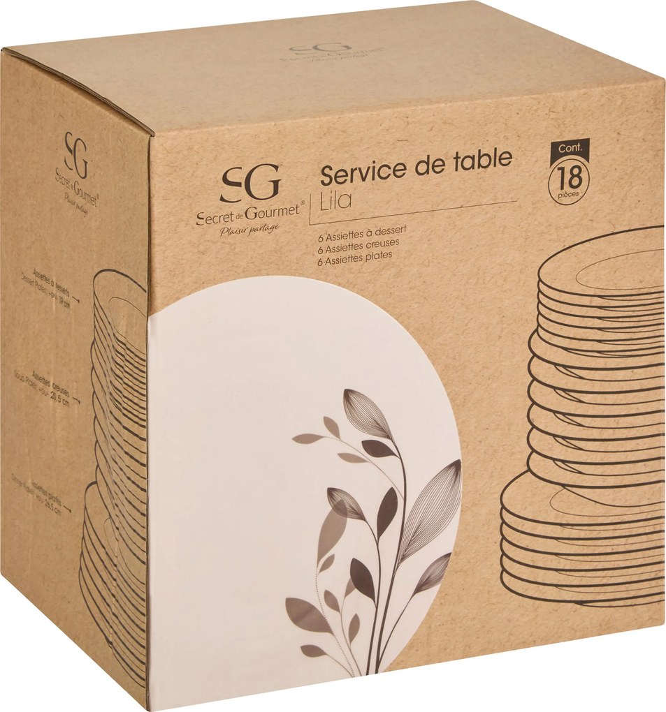 Porcelánová jídelní sada LILA pro 6 osob, 18 dílů