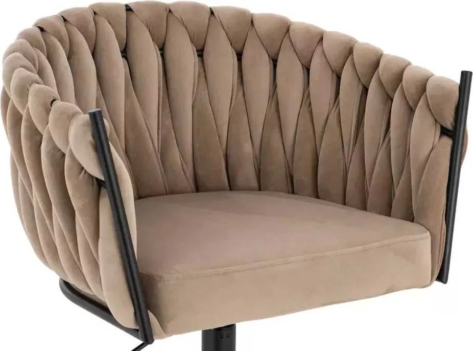 LuxuryForm DESIGN Otočná židle NORDEN VELUR na černém talíři - latte