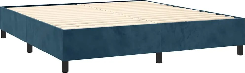 Box spring postel s matrací a LED tmavě modrá 160x200 cm samet 3136375