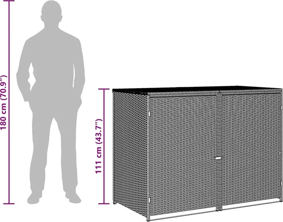 vidaXL Přístřešek na dvě popelnice polyratan 148x77x111 cm [43887] Barva: Černá