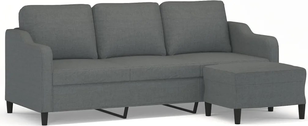 3místná pohovka s podnožkou tmavě šedá 180 cm textil 3201136