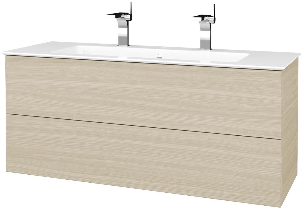 Dřevojas Koupelnová skříň VARIANTE SZZ2 120 (umyvadlo Pura) Varianta: N01 Bílá lesk / L04 Béžová vysoký lesk
