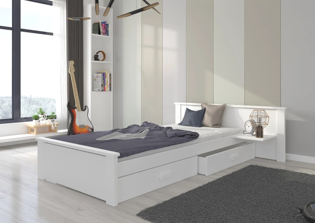 ADRK Furniture Postel s matrací ALDEX SHELF 200x90 CH-Alde-Sh-W-208+M-E1966